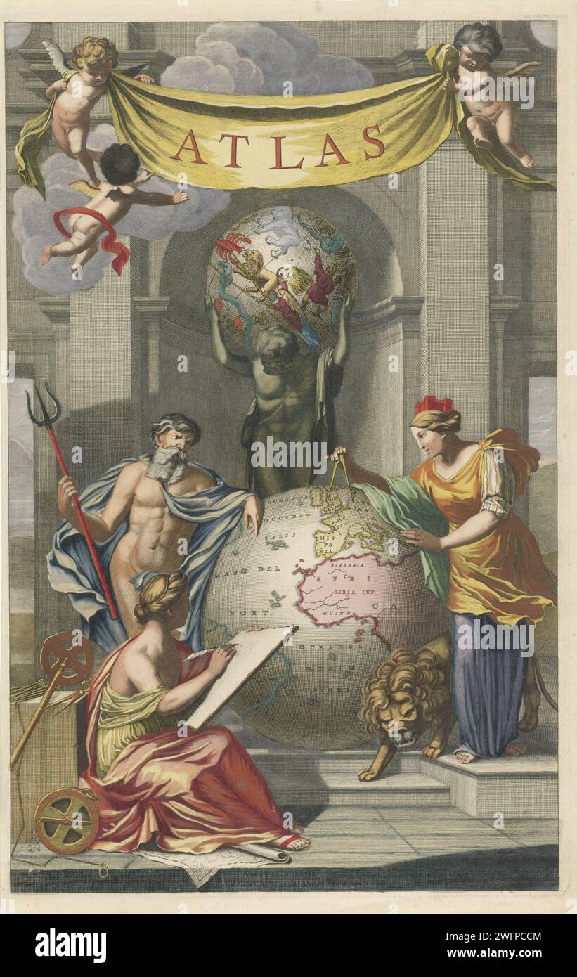 Neptunus and Cybele next to a Globe, Jan van Munnickhuysen, After ...
