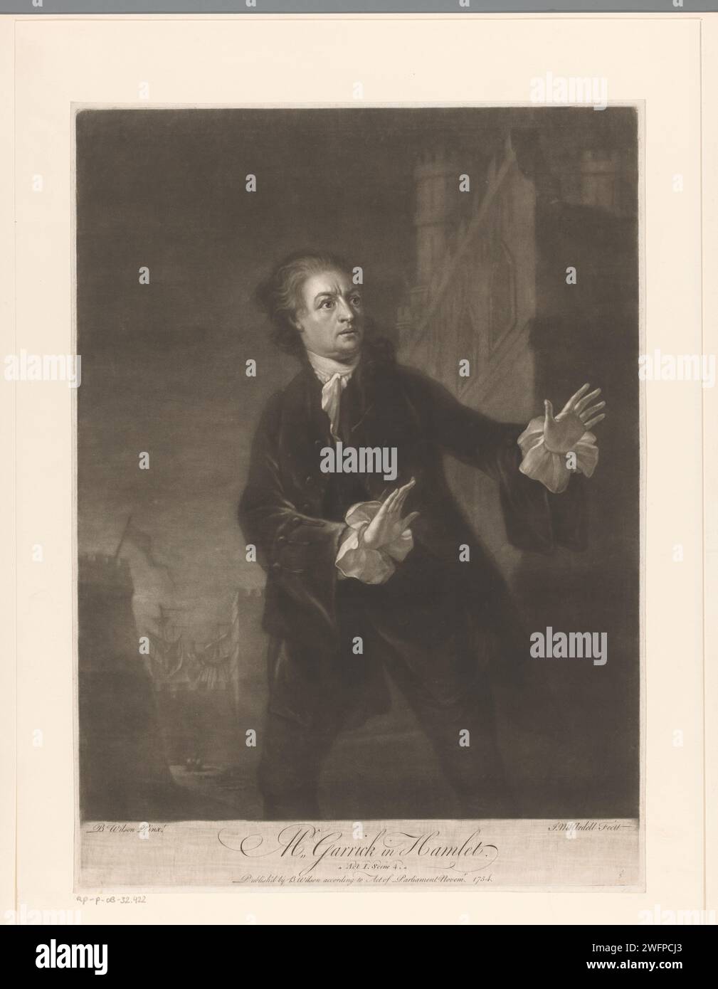 Portrait of David Garrick as Hamlet, James Mcardell, After Benjamin ...