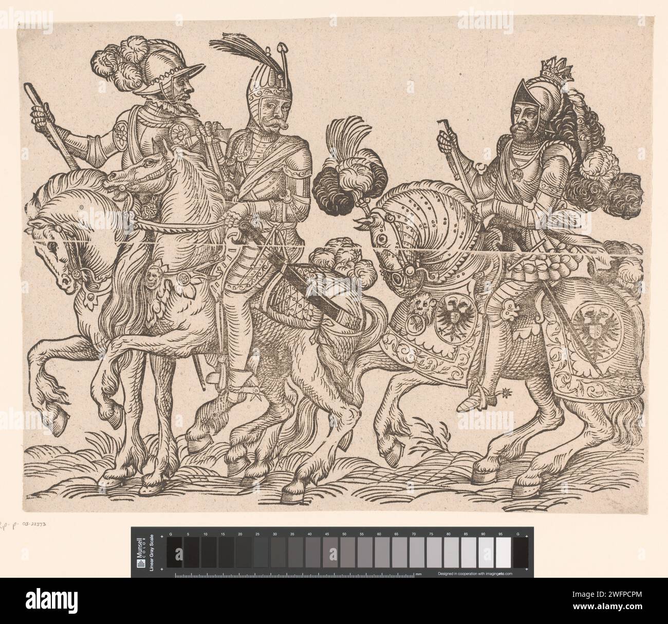 Three knights on horseback, Anonymous, Anonymous, 1500 - 1599 print ...