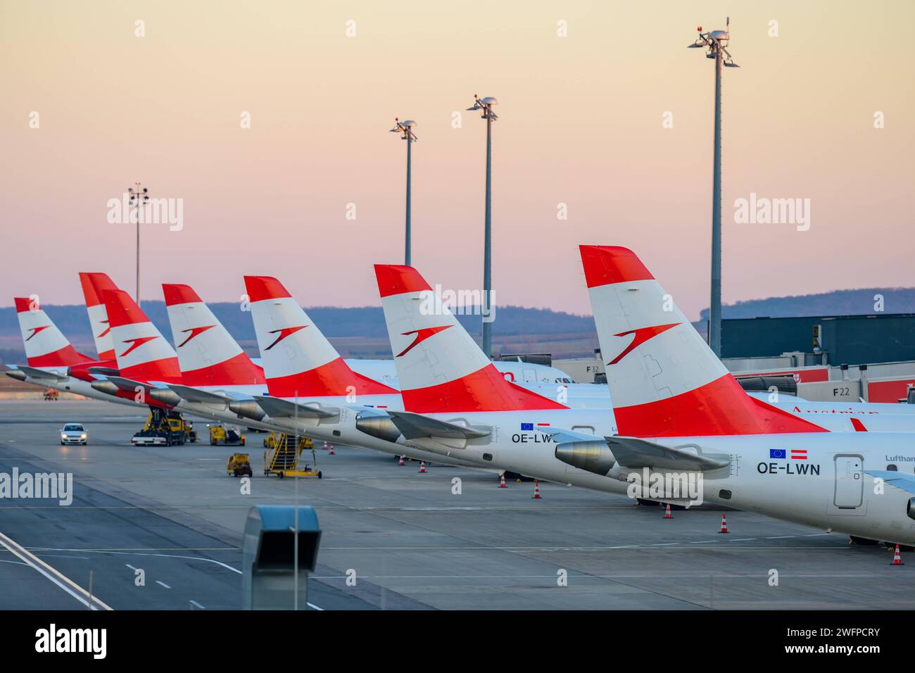 schwechat, austria, 30 jan 2024, austrian airlines aircrafts at the ...