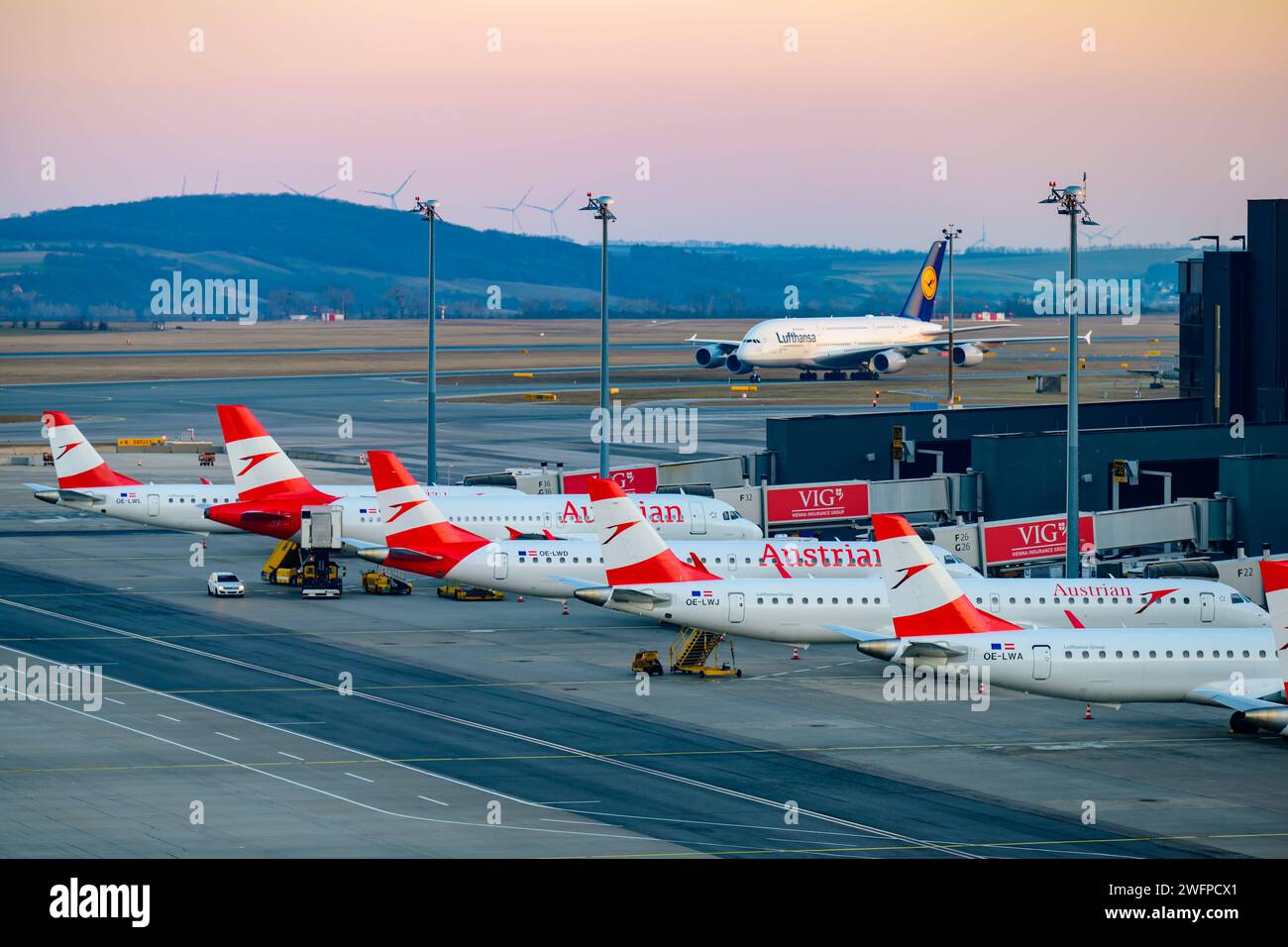 schwechat, austria, 30 jan 2024, airbus a380-800 operated by lufthansa ...