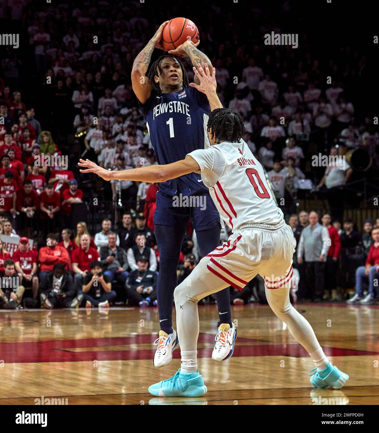 Penn State Nittany Lions guard Ace Baldwin Jr. (1) shoots a three point ...