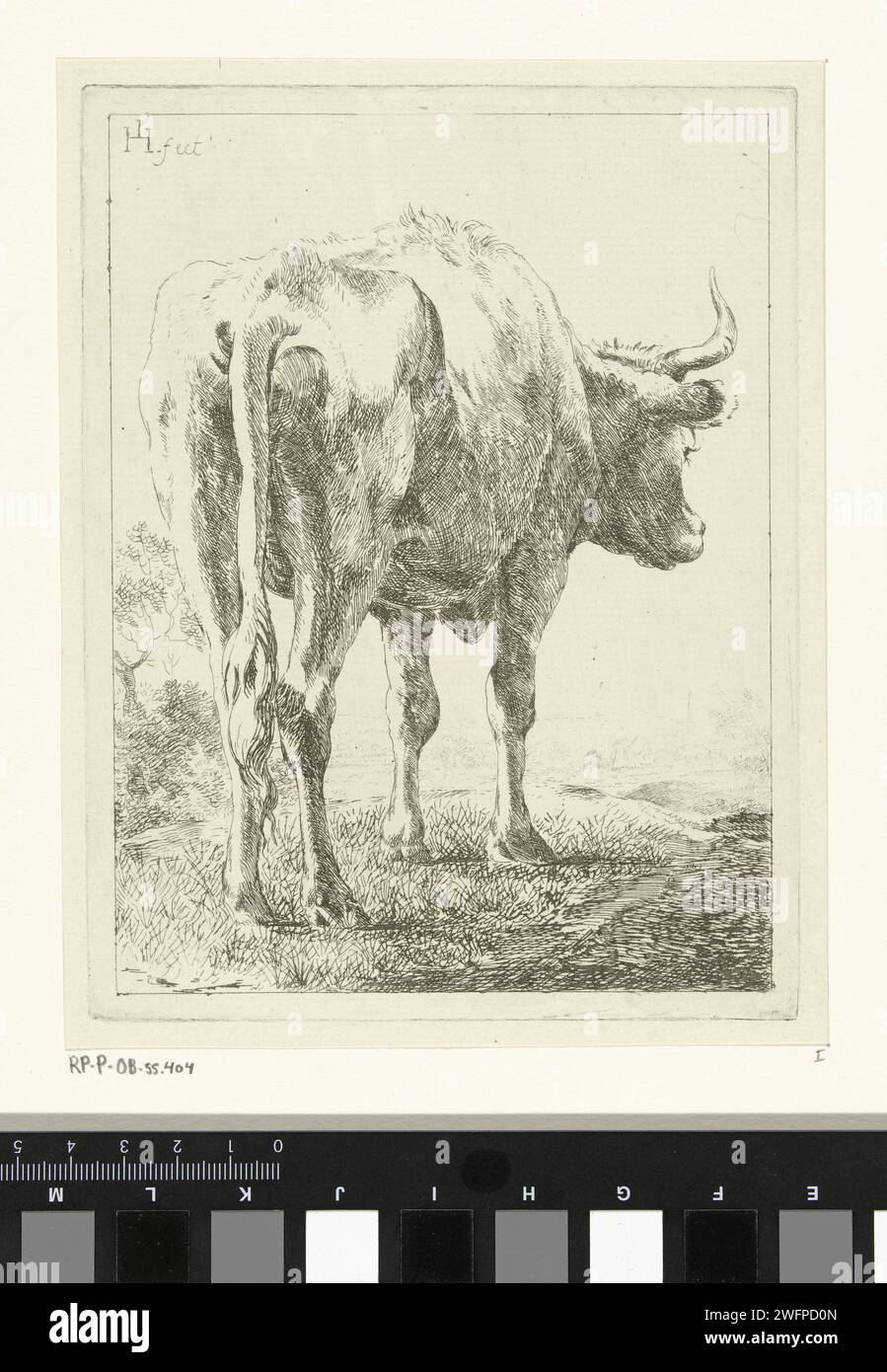 Cow in a landscape, Jabes Heenck, c. 1767 - 1781 print Northern ...