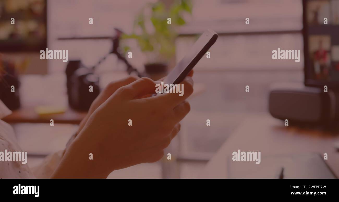 Animation screen interface over woman hi-res stock photography and ...