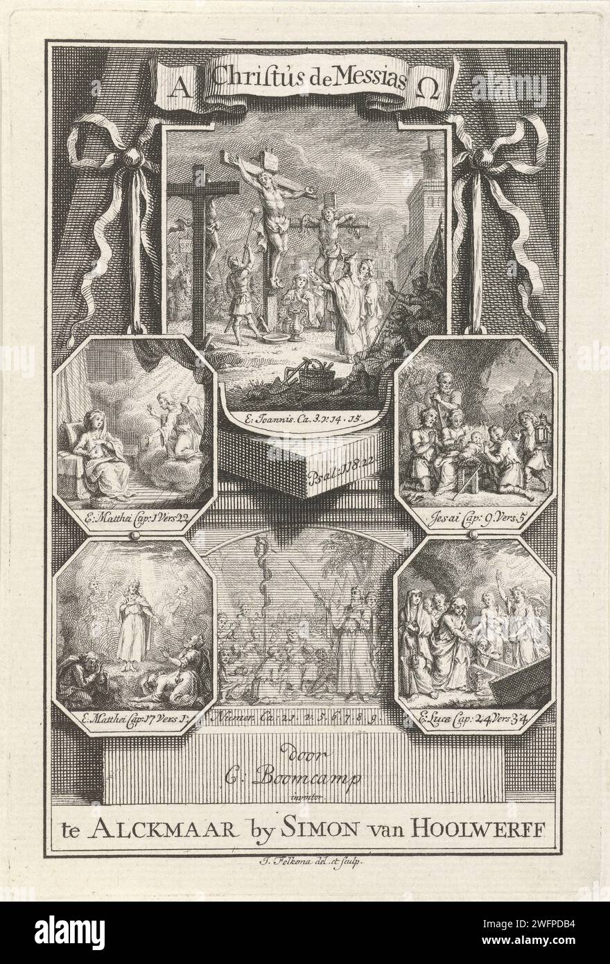 Six Biblical scenes from the life of Christ, Jacob Folkema, After Gijsbert Boomcamp, 1741 print ...