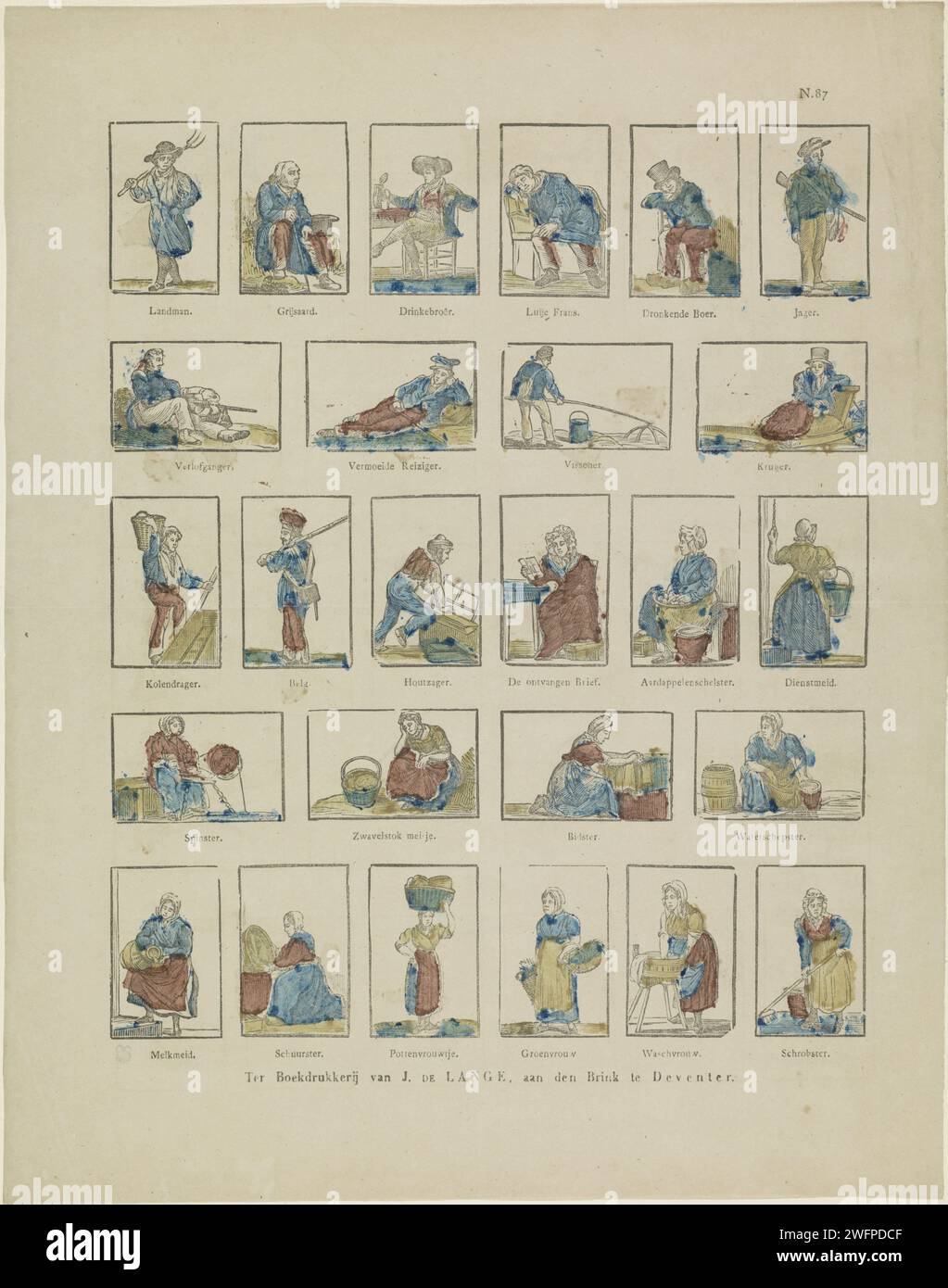 Figures and professions, 1822 - 1849 print Leaf with 26 performances of ...