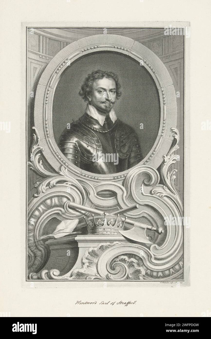 Portrait of Thomas Wentworth, Jacob Houbraken, After Anthony Van Dyck ...