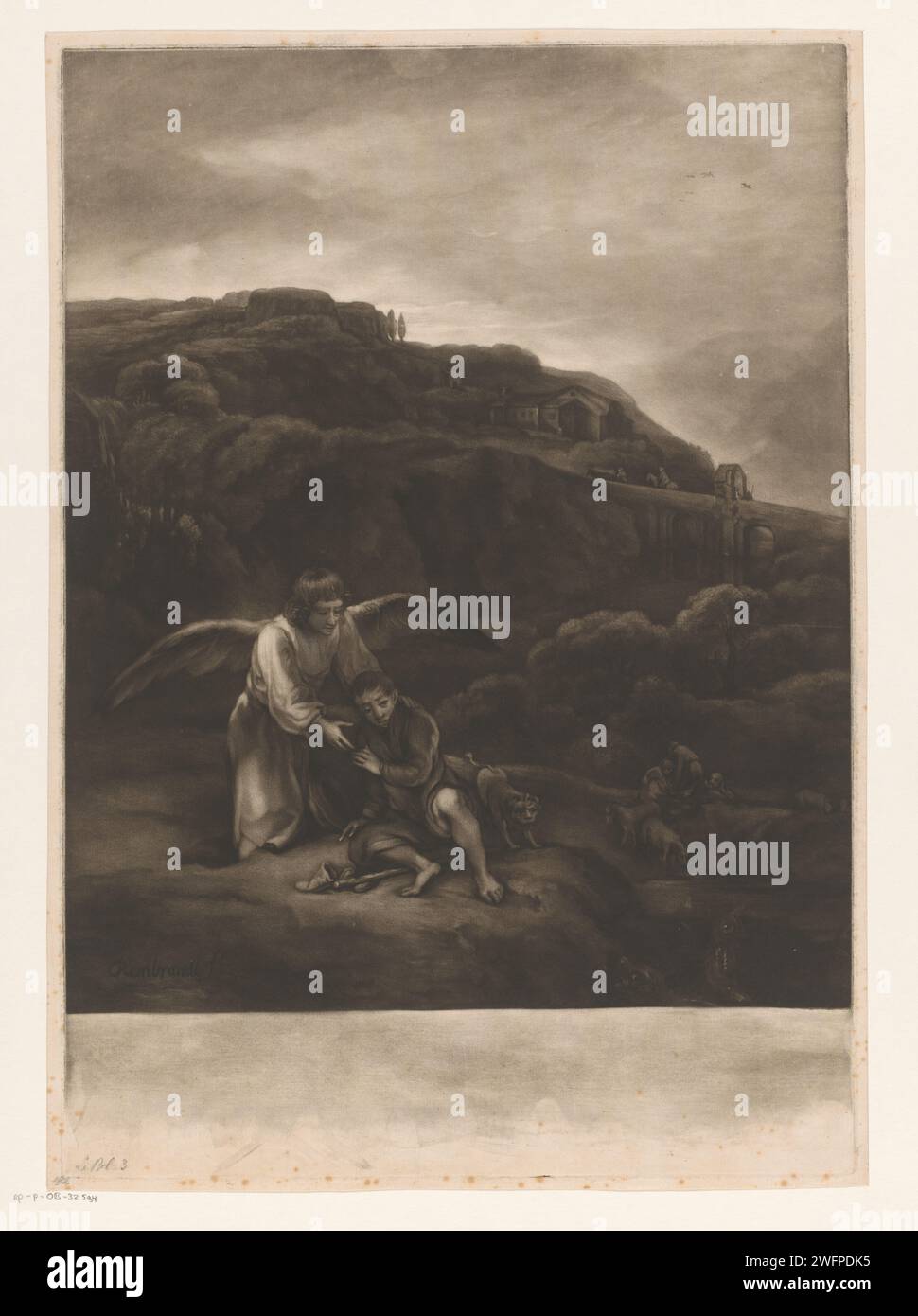 Tobias and the angel on the riverbank, James Mcardell, After Rembrandt ...
