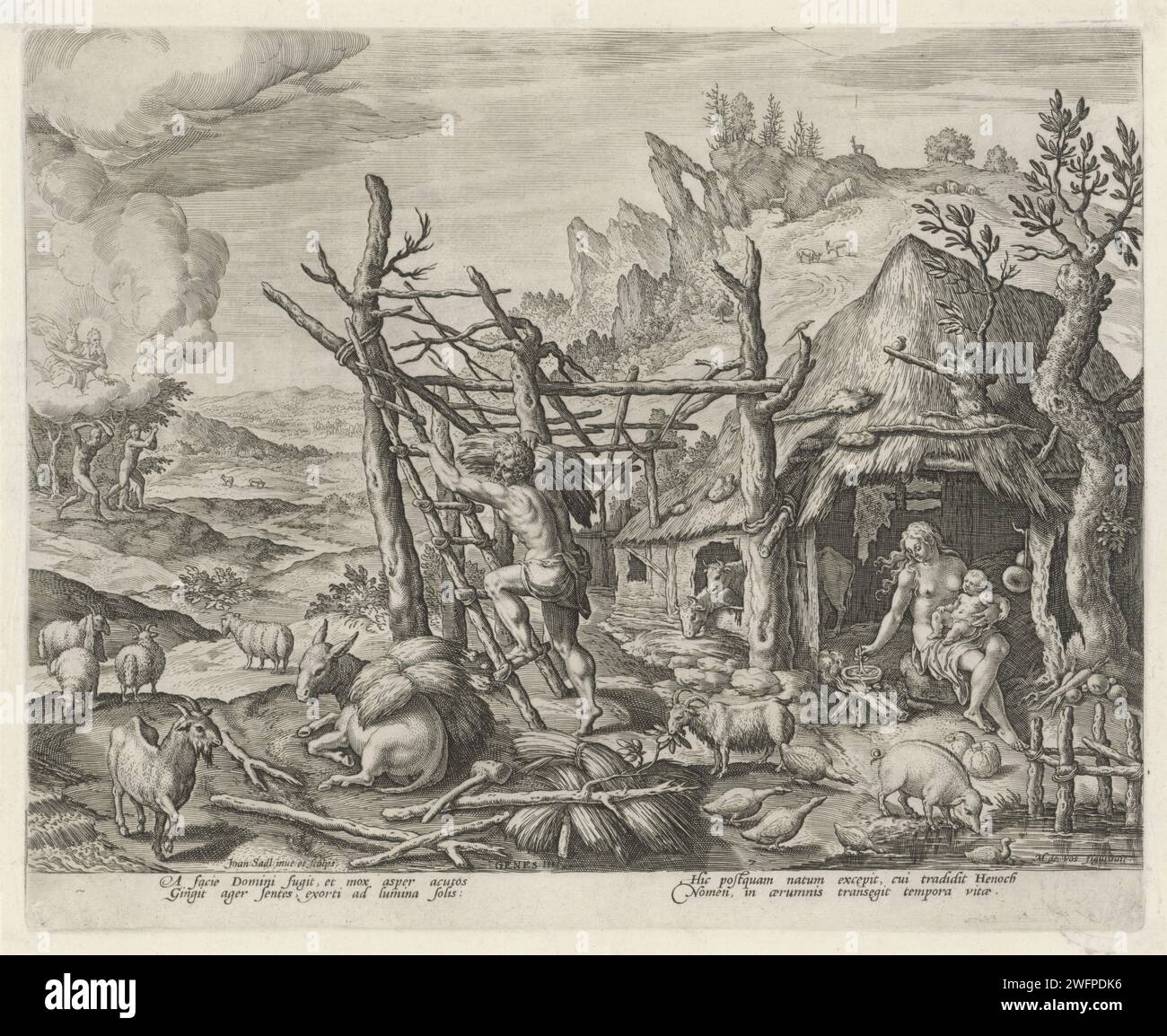 Cain, his wife and his son Enoch, Johann Sadeler (I), After Maerten de ...