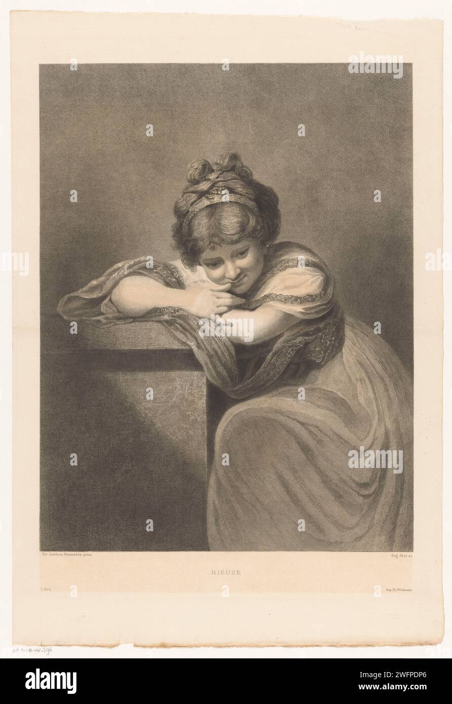 Portrait of a sitting girl, Eugène Michel Joseph Abot, after Joshua ...