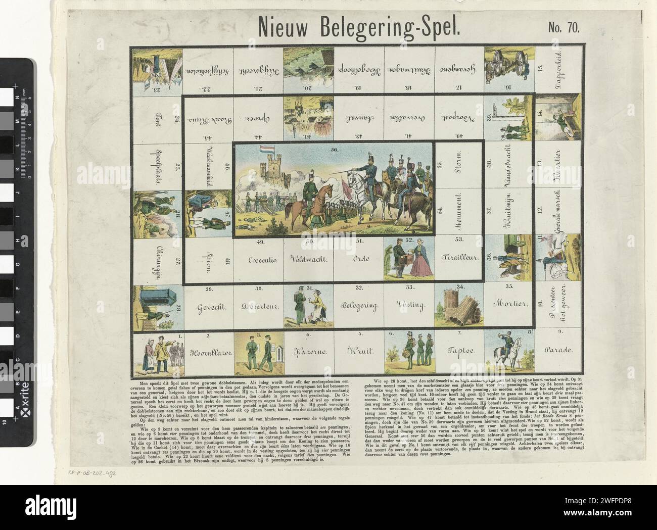 New siege game, 1878 print. gameboard Board game with spiral with 56 ...
