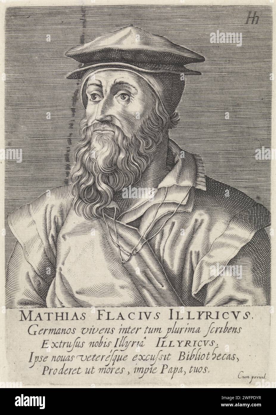 Portrait of Matthias Flacius, Hendrick Hondius (I), 1599 print Bust of ...