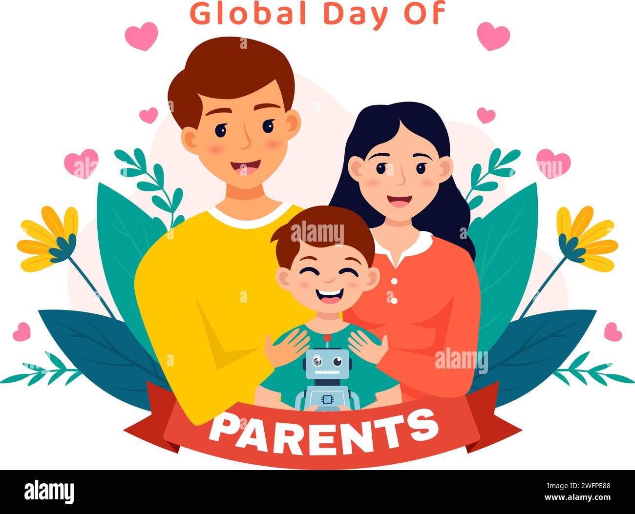 Global Day of Parents Vector Illustration with Importance of Being a ...