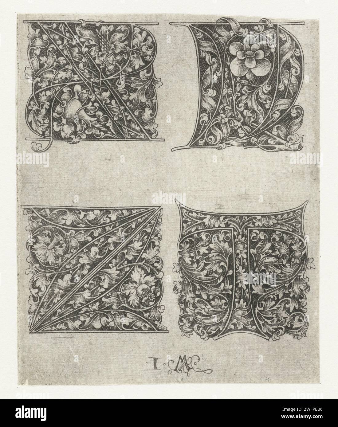 Capital letters X, Y, Z and T, Israhel van Meckenem, 1455 - 1503 print ...
