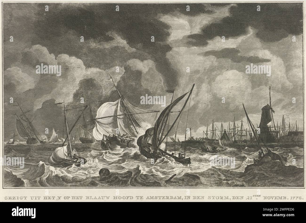 Storm on the IJ on the Blue Head of Amsterdam, 1776, Noah van der Meer ...
