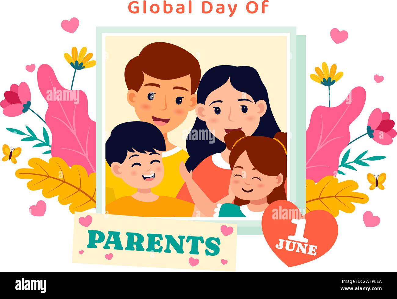 Global Day of Parents Vector Illustration with Importance of Being a ...