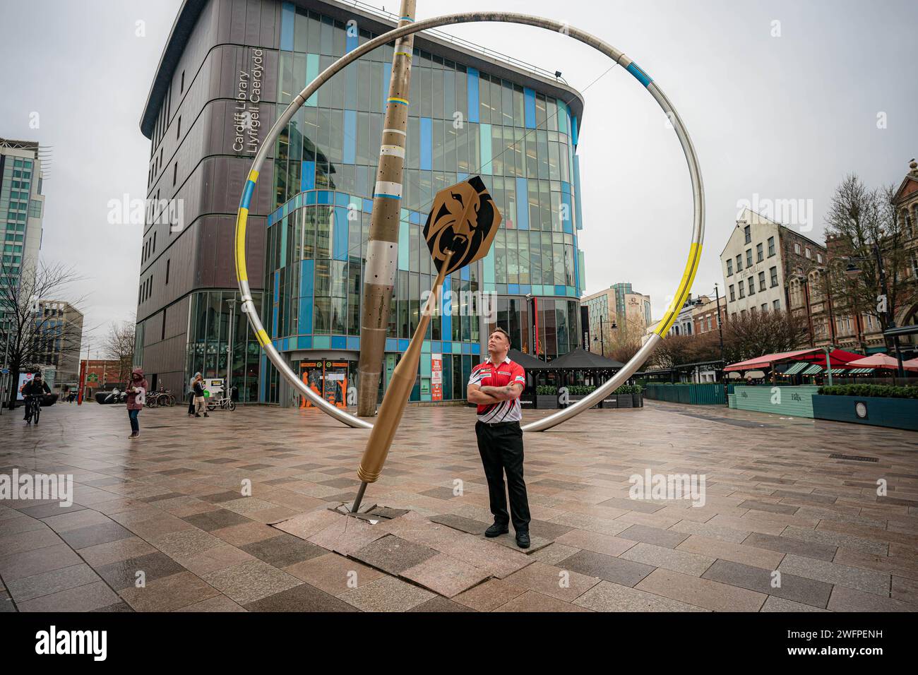 EDITORIAL USE ONLY Welsh darts player, Gerwyn Price with one of three ...