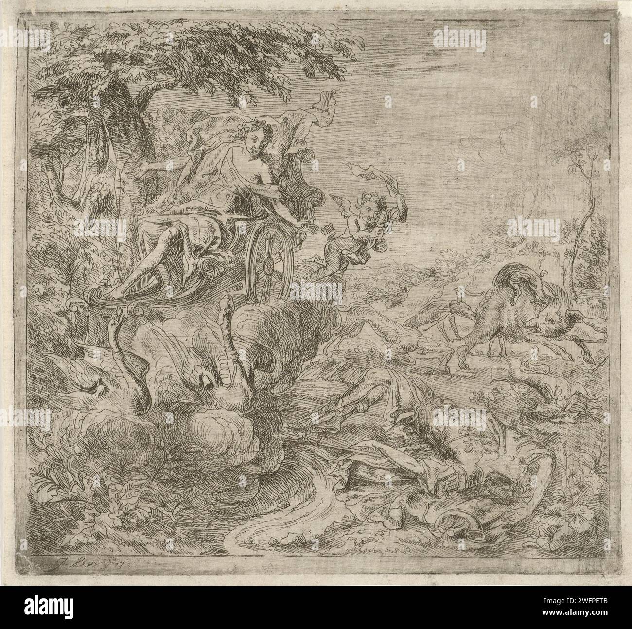 Venus finds the Dead Adonis, Jacob Herreyns (I), 1671 - 1732 print The ...