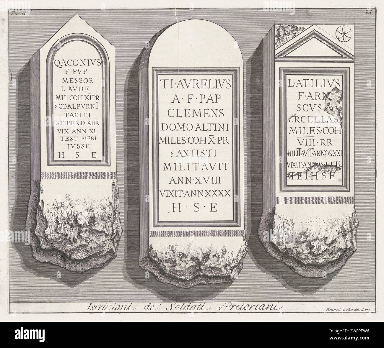 Inscriptions of the Praetorian guard found in the Villa de 'Cinque ...