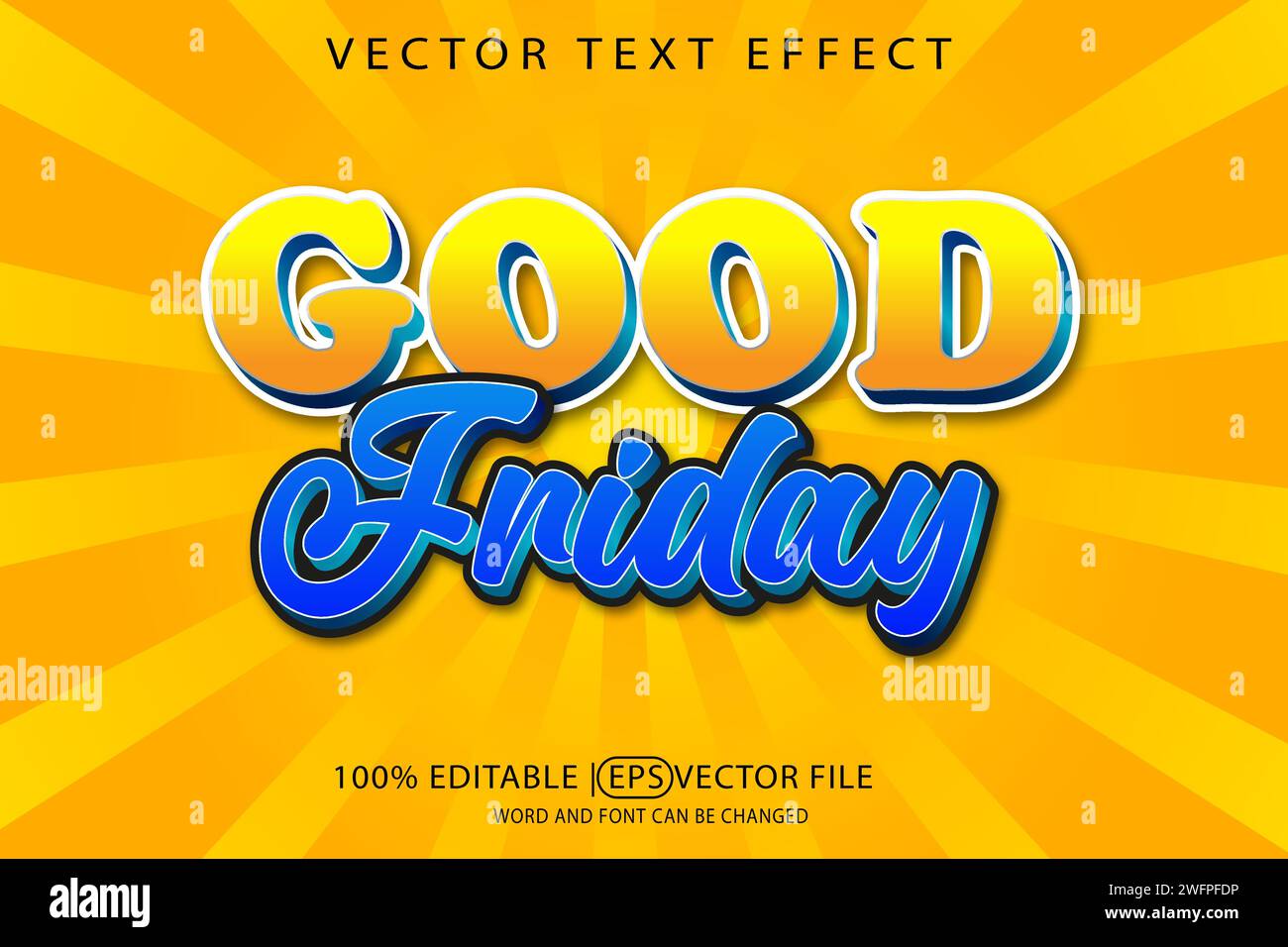 Good Friday, editable vector eps template with 3D text effect Stock ...