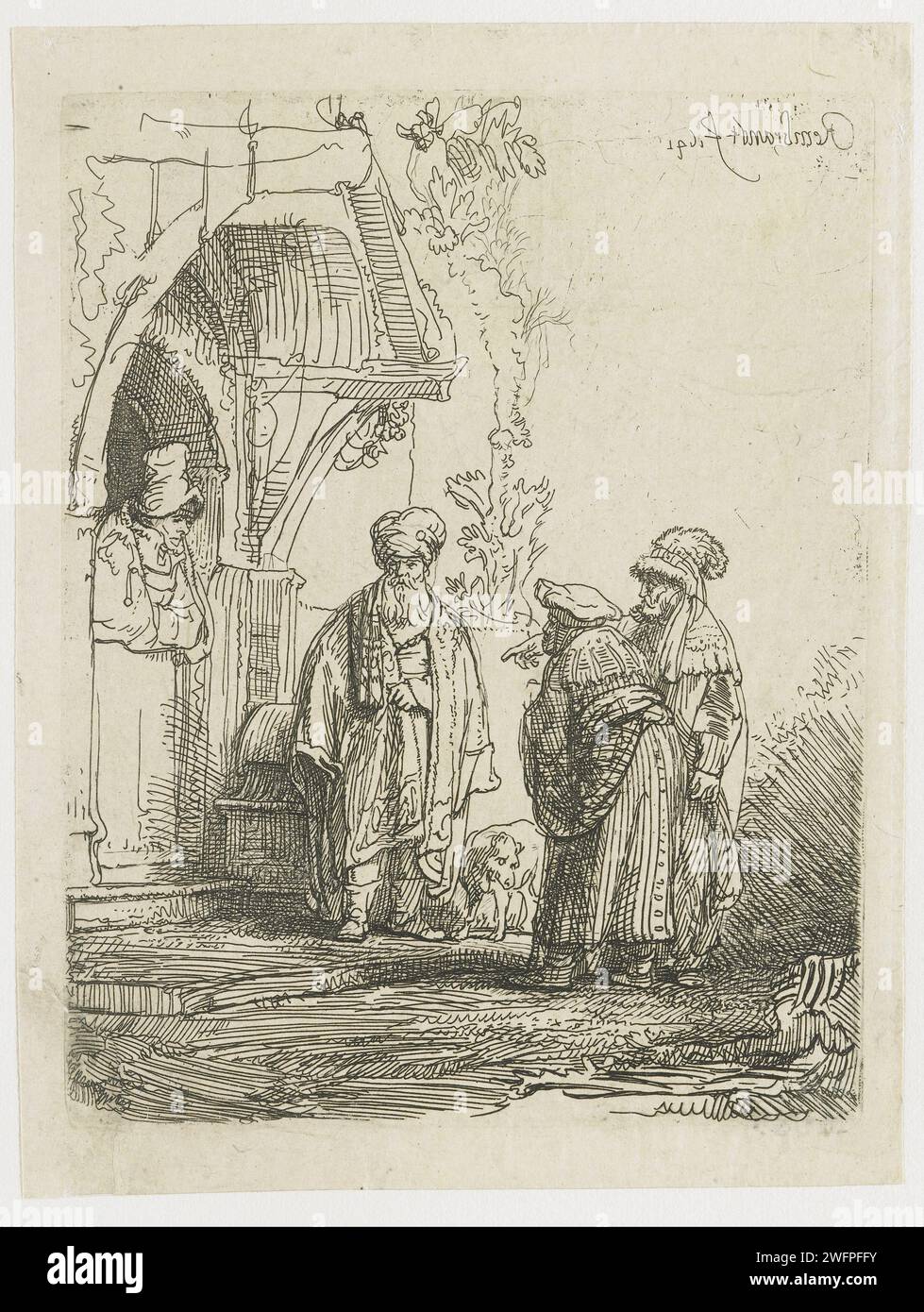 Three Oriental Figures (Jacob and Laban?), Rembrandt van Rijn, 1641 ...
