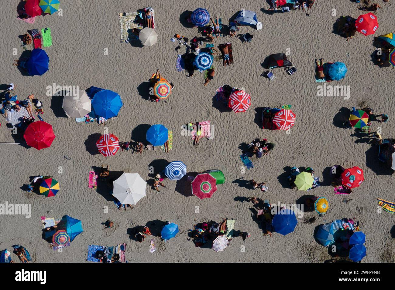 Tongoy, Coquimbo, Chile. 31st Jan, 2024. Aerial view of Socos Beach in ...