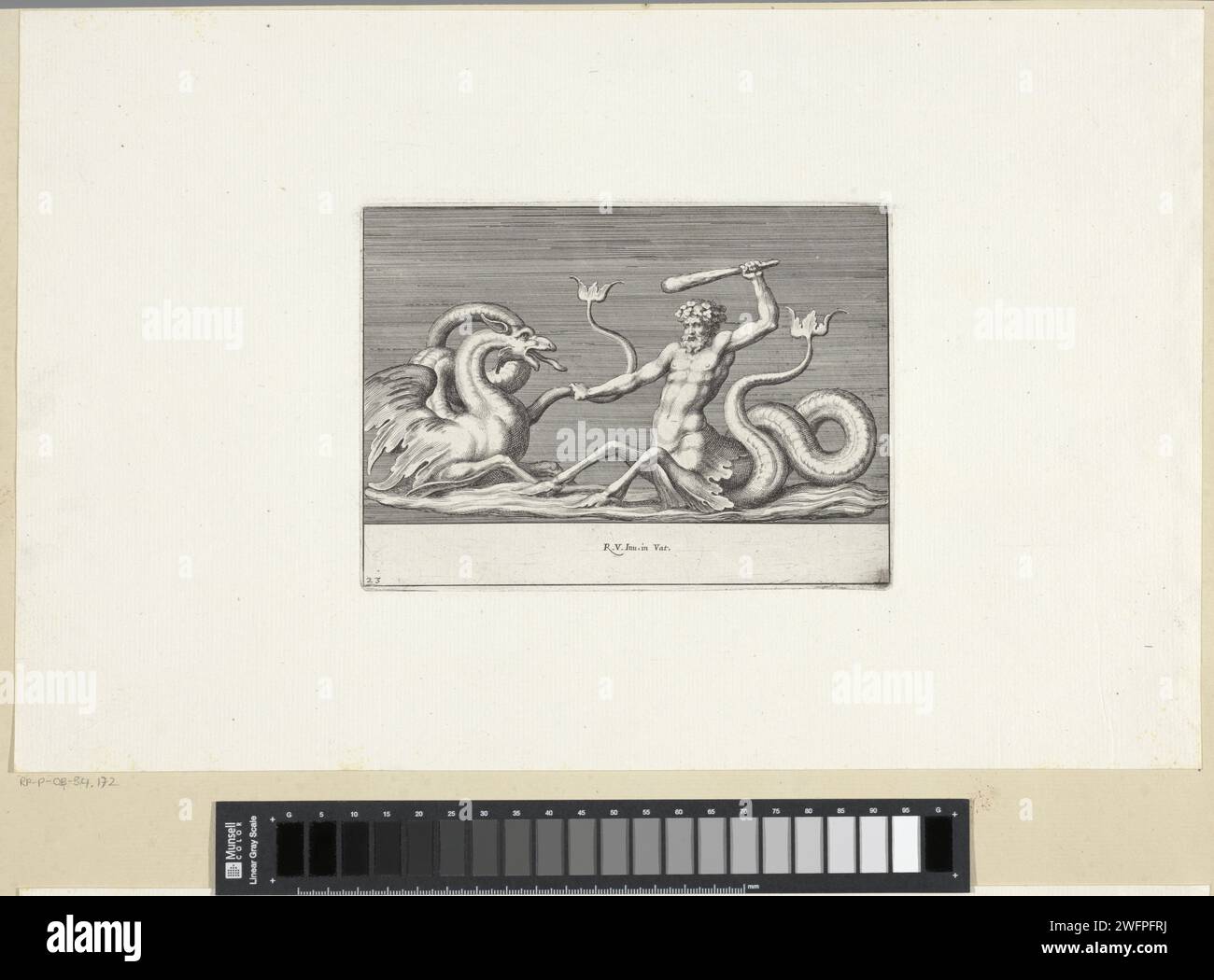 Triton in fight with a sea monster, Pietro Sante Bartoli, After Rafaël ...