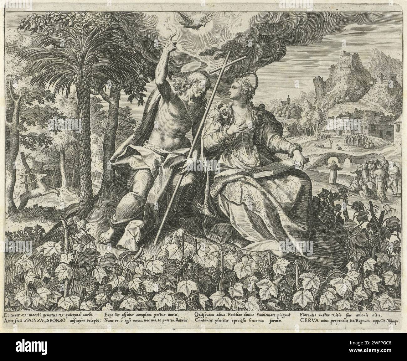 Christ and his bride in a vineyard, Johann Sadeler (I), After Maerten ...