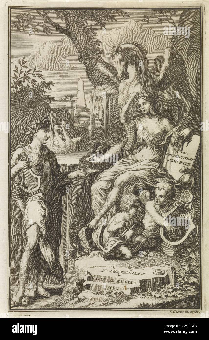 Venus and Apollo, Jan Goeree, 1712 print In the middle Venus on a ...