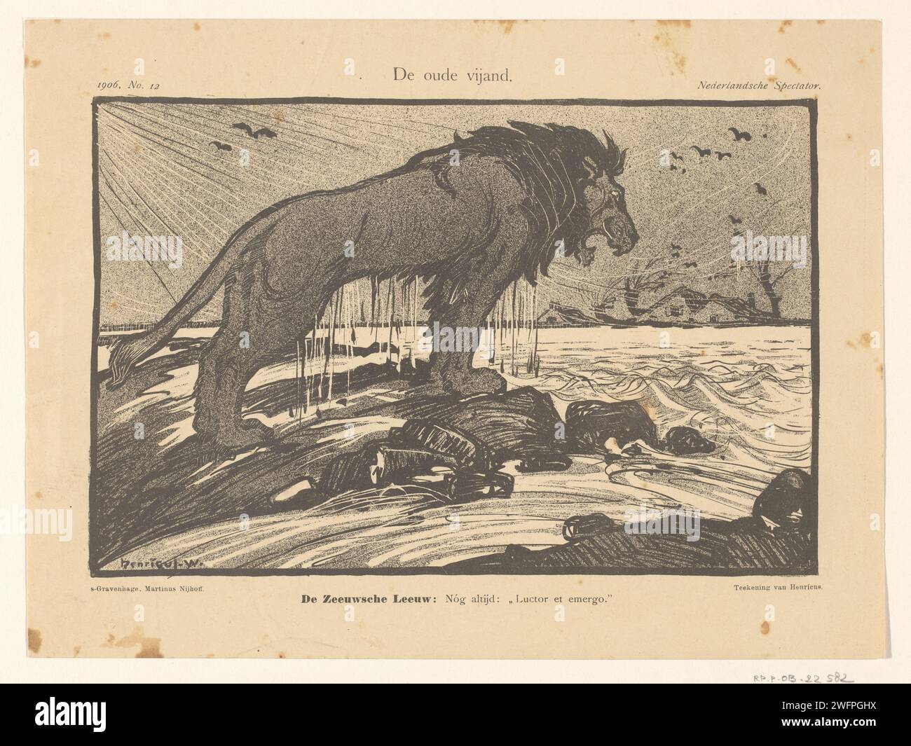 Cartoon on the storm flood of 1906, Henricus, Henricus, 1906 print The ...