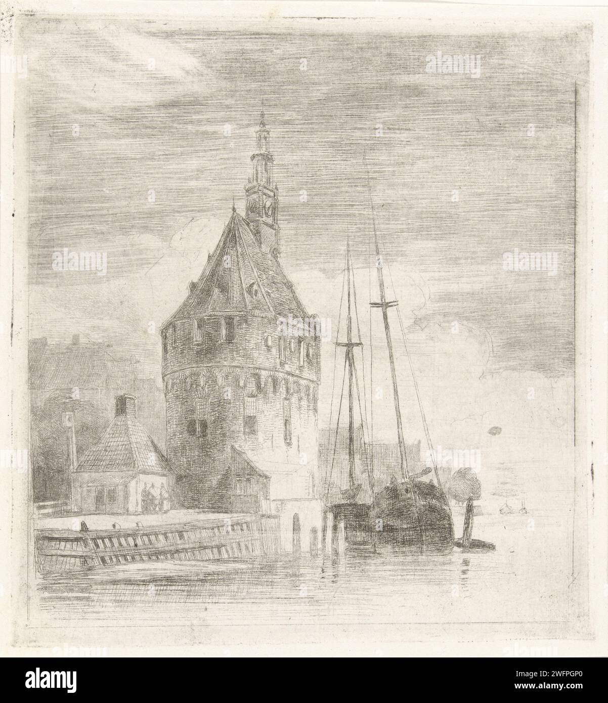 Tower on the water, Lambertus Hardenberg (1822-1900), c. 1837 - 1900 ...