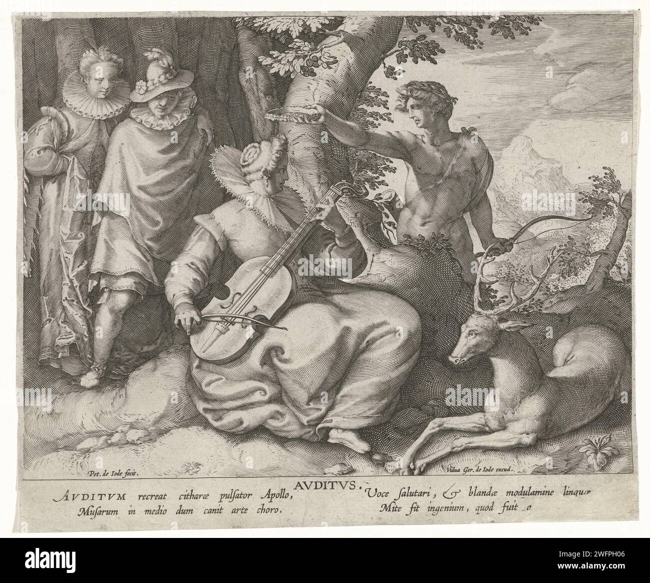 Hearing, Pieter de Jode (I), 1590 - 1632 print Landscape with the ...