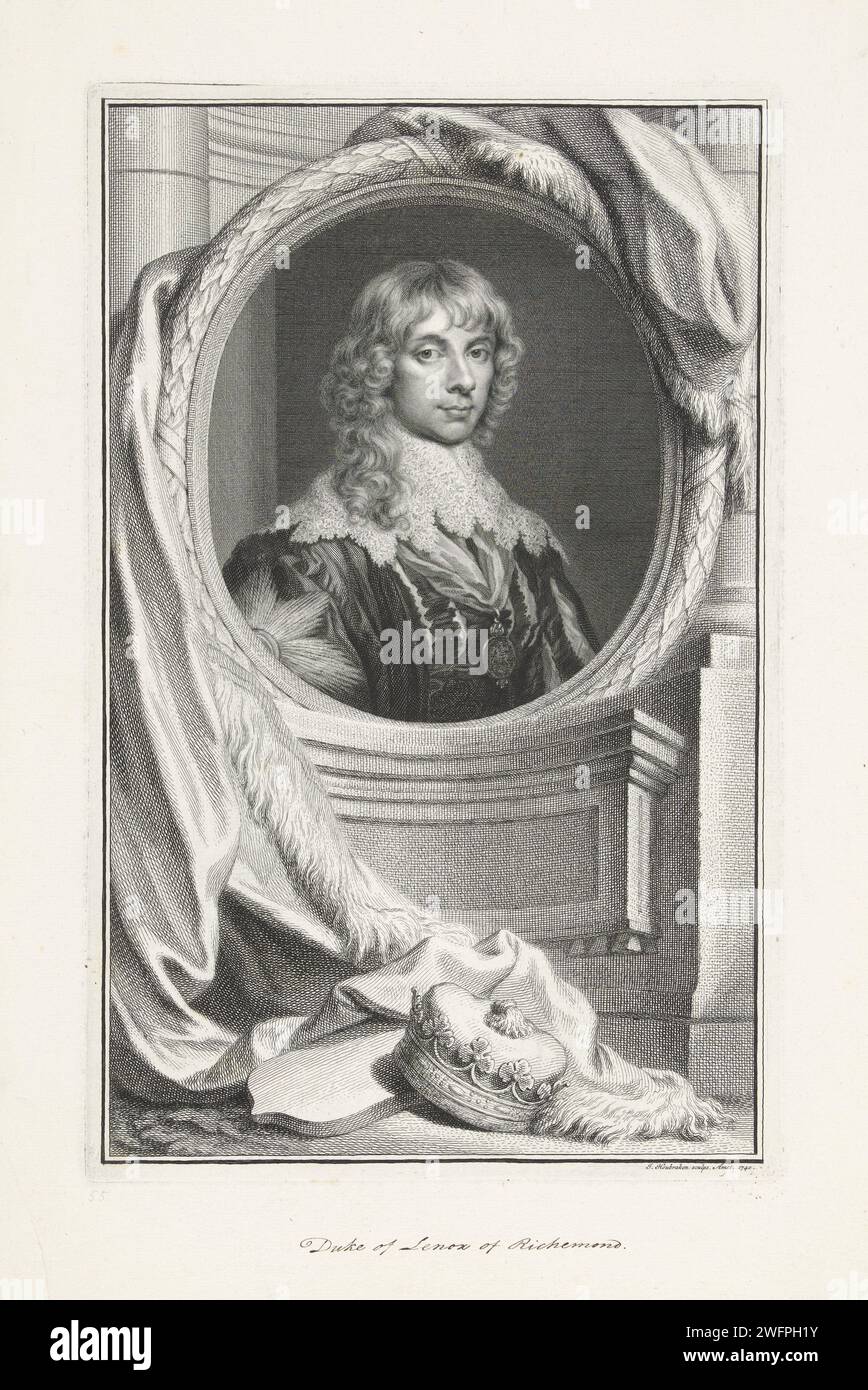 Portrait of James Stuart, Duke van Richmond, Jacob Houbraken, After ...