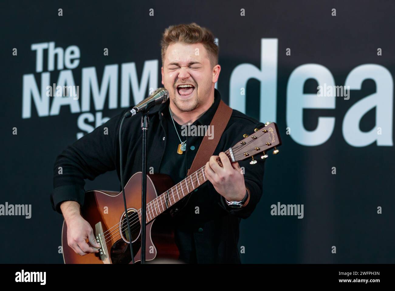 January 24, 2024: Hunter Hayes showcasing Martin Guitars GPCE Inception ...