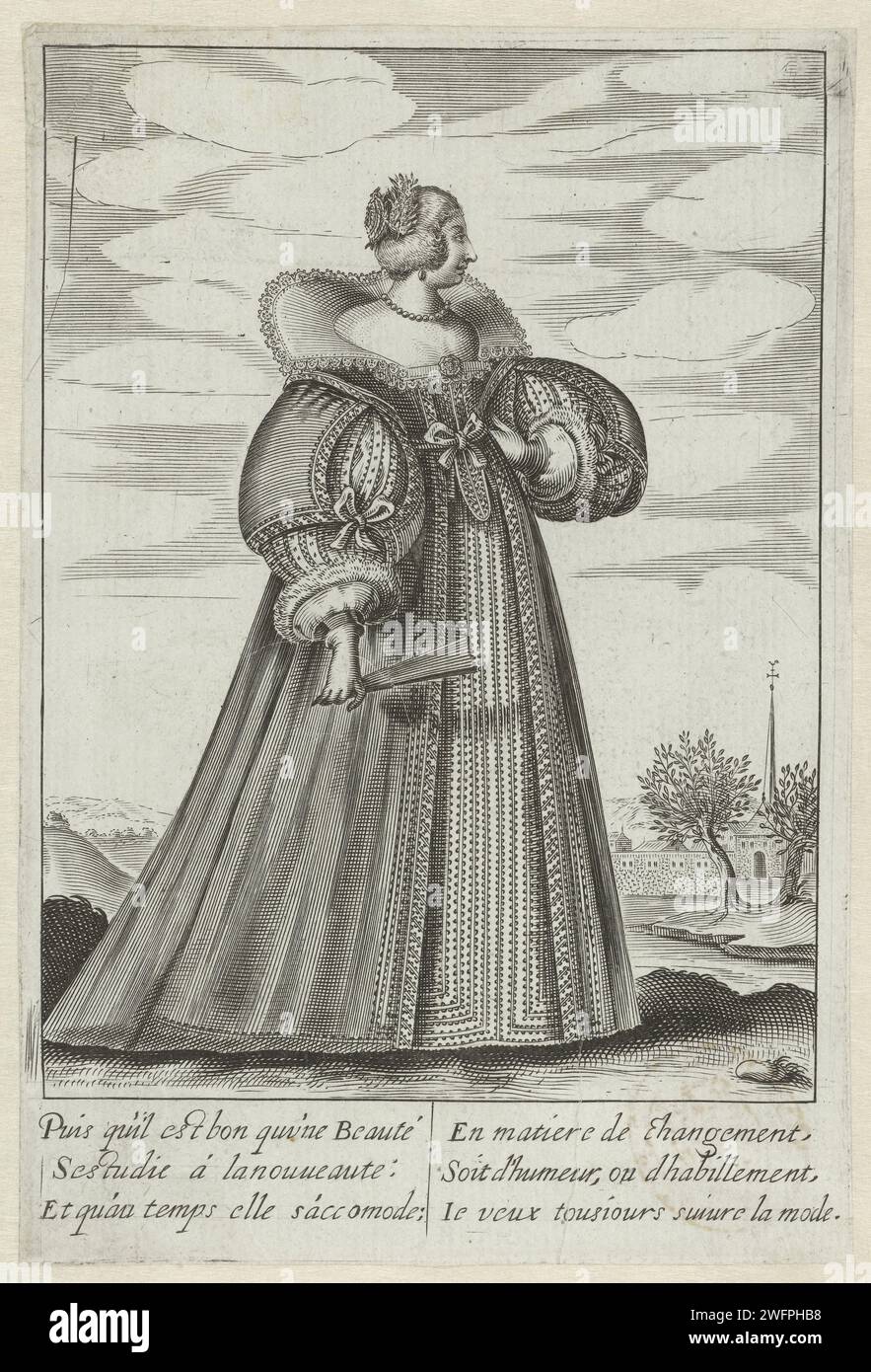French court lady in a landscape, Isaac Briot, after Jean de Saint-Ibes ...