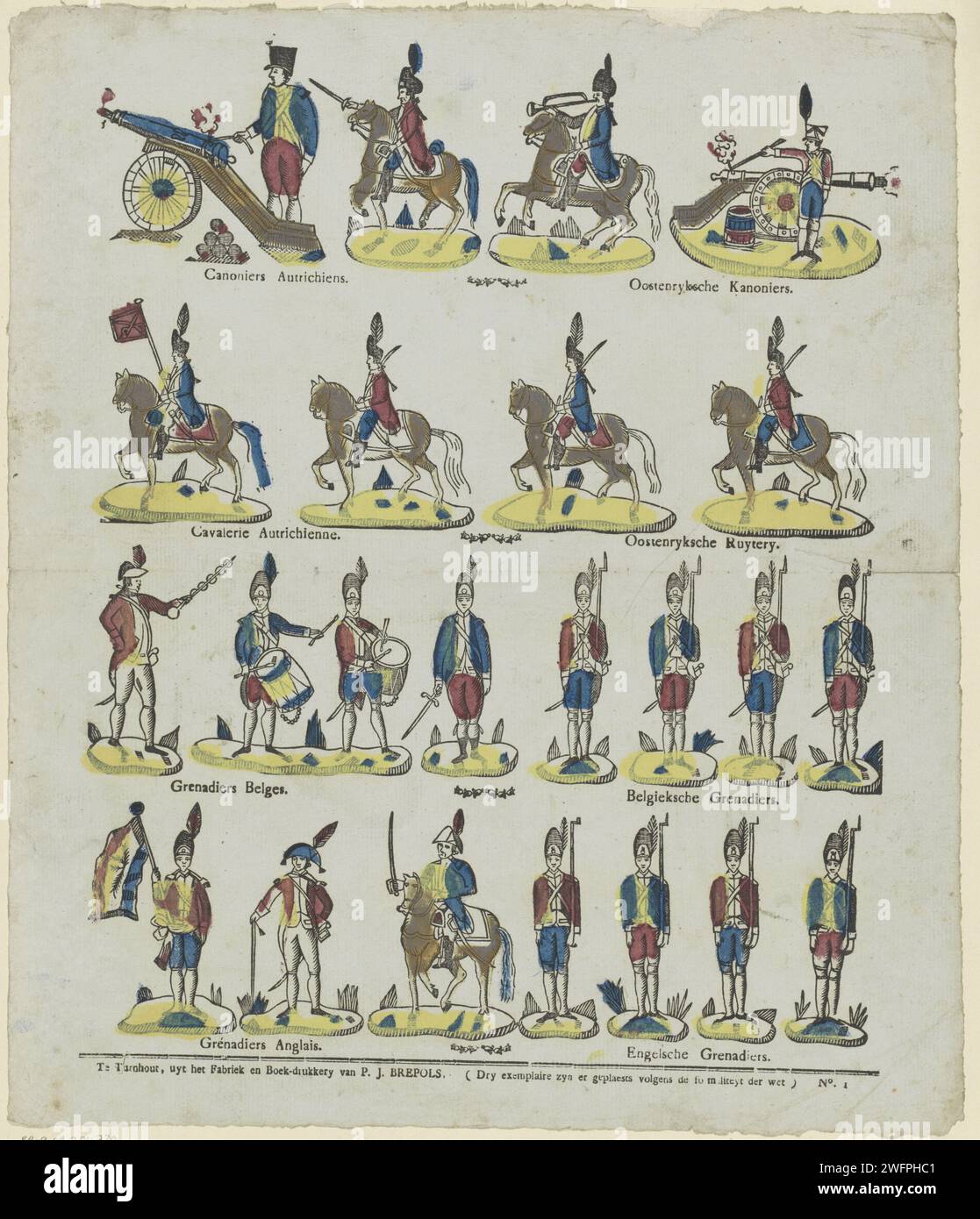 Soldiers, 1800 - 1833 print Leaf with 4 horizontal rows with a total of ...