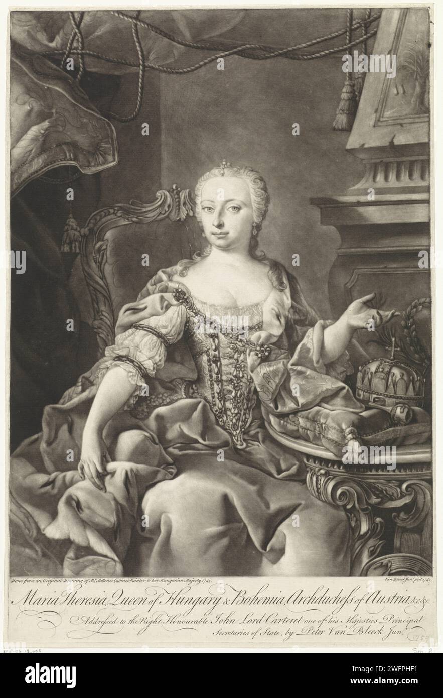 Portrait of Maria Theresia, Roman-German Keizerin, Pieter van Bleeck ...