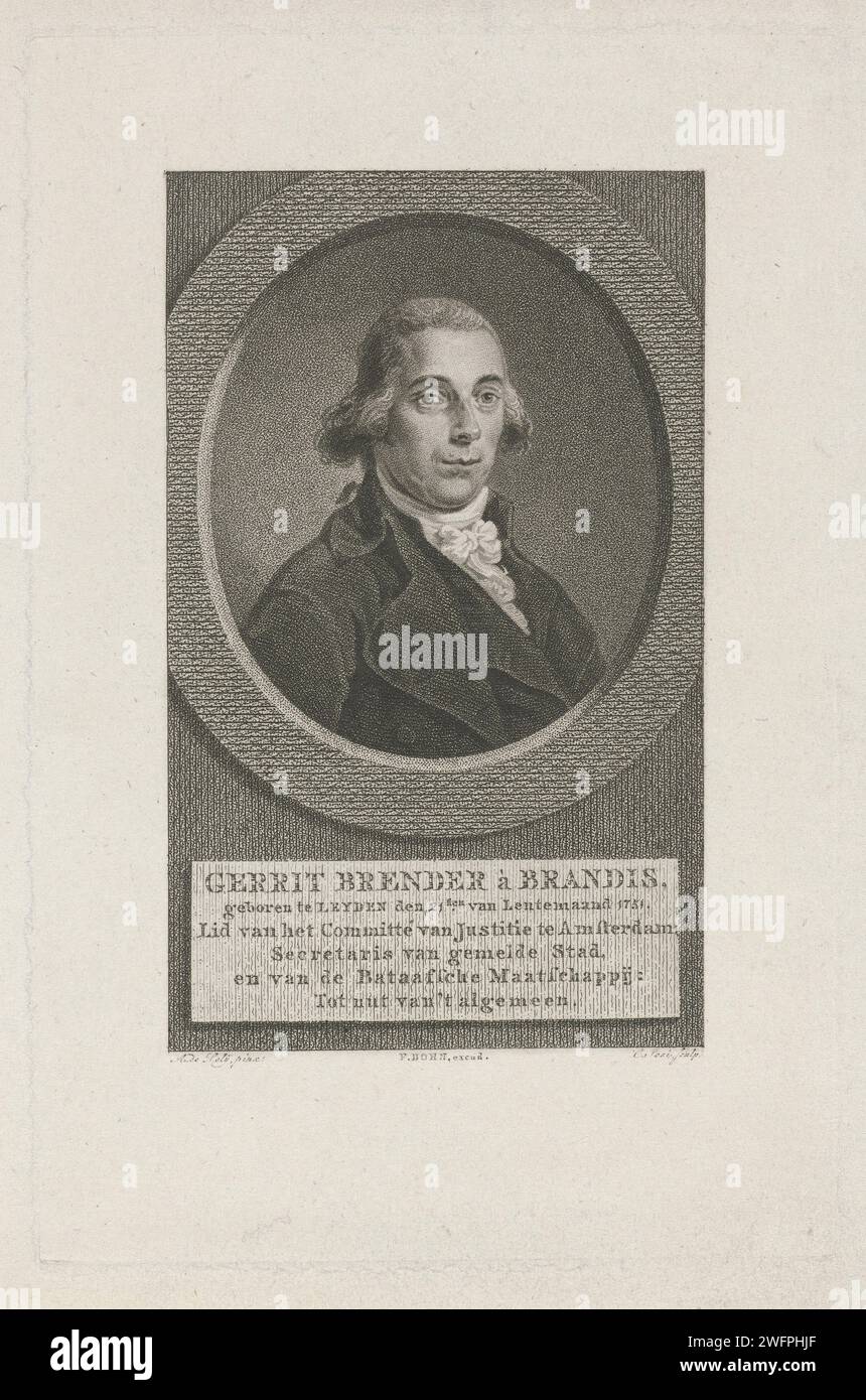 Portrait of Gerrit Brender à Brandis, Christiaan Josi, After A. de Lely ...