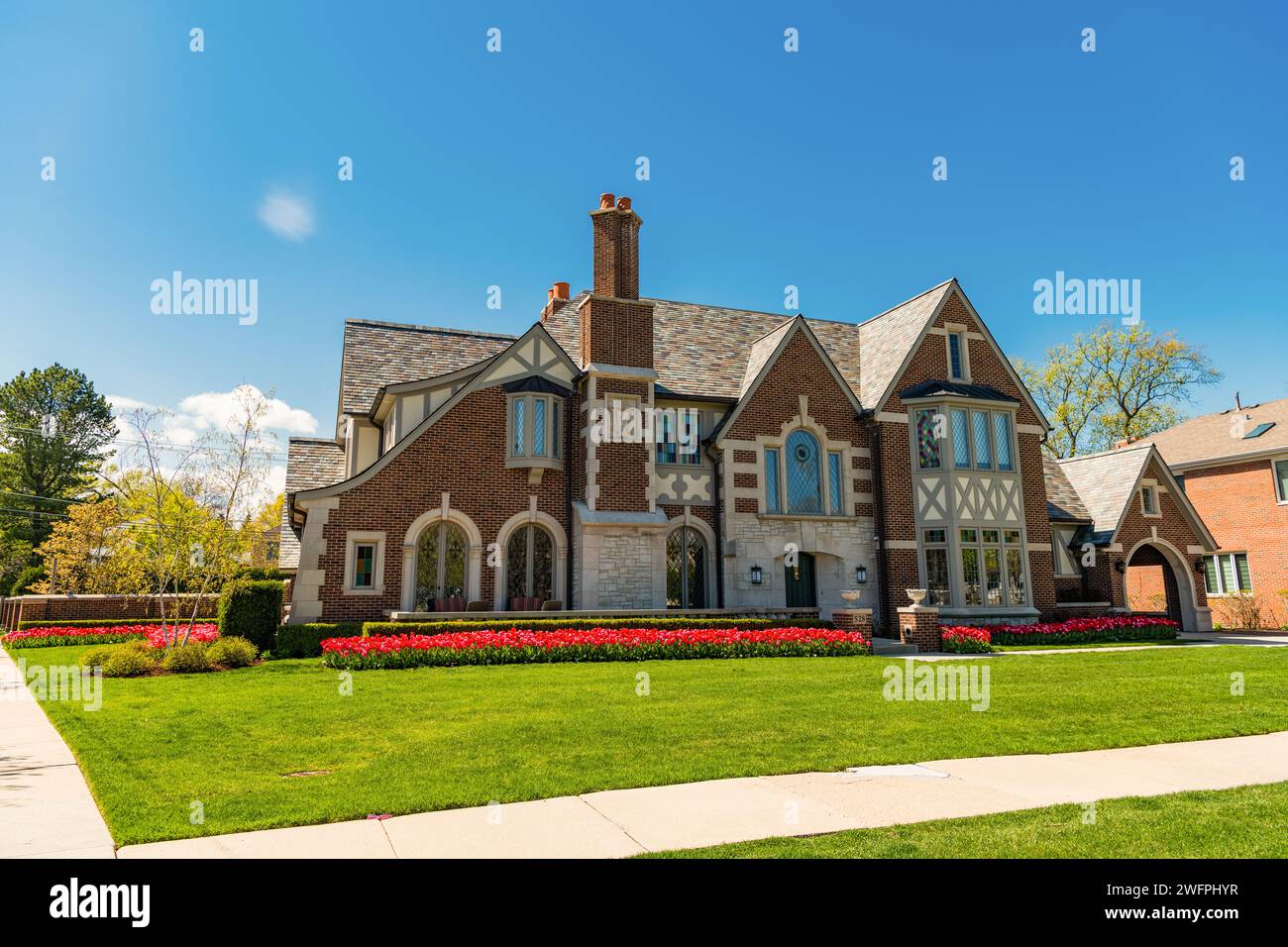 modern suburb house. residential building house outdoor. suburban ...