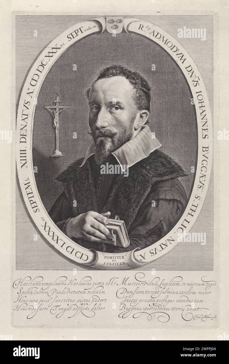 Portret Van Johannes Buggaeus, Theodor Matham, 1636 - 1676 print ...