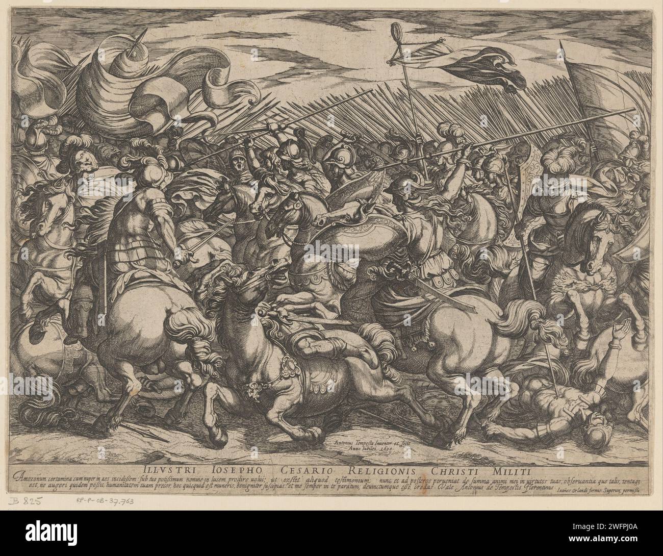 Battle between the Greeks and the Amazons, Antonio Tempesta, 1600 print ...