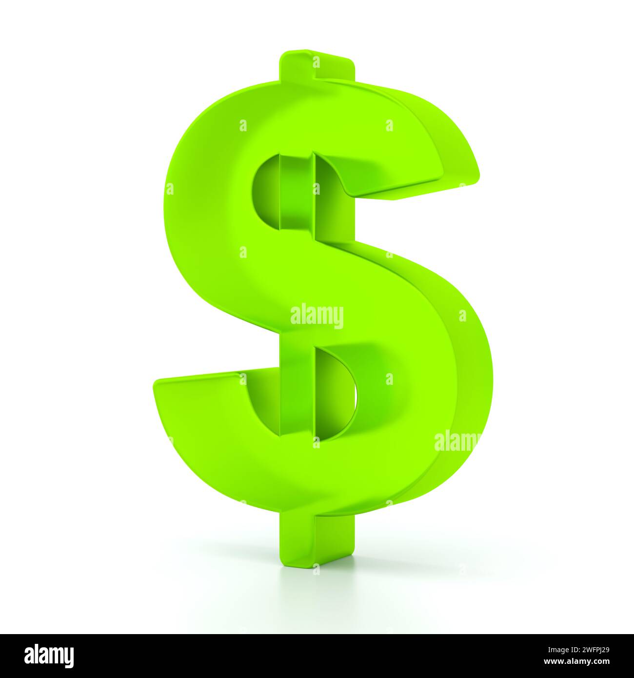 Green Glass dollar sign isolated on white background Stock Photo - Alamy