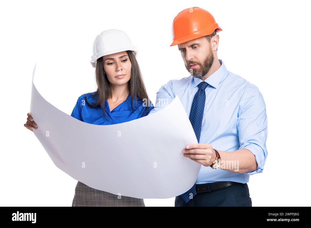 Engineering inspection supervisor isolated on white. Inspection by ...