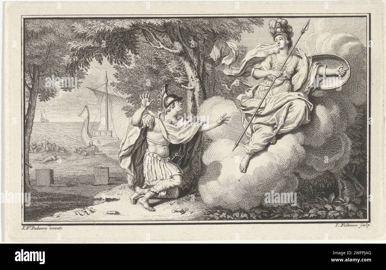 Minerva a Telemachus, Jacob Folkema, After Louis Fabritius Dubourg, 1703 - 1767 print Minerva ...