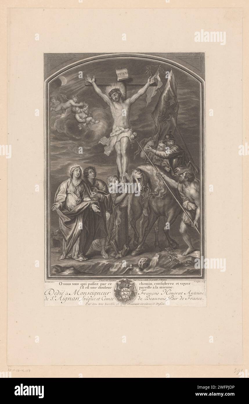 Crucifixion of Christ, Claude Duflos, After Anthony Van Dyck, 1675 - 1727 print print maker ...