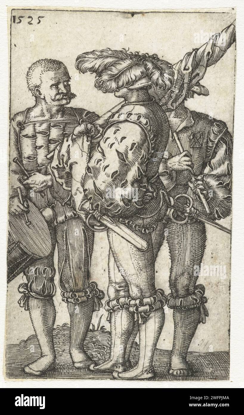 Drommelaar, standard bearer and fluteist, Barthel Beham, 1525 print ...