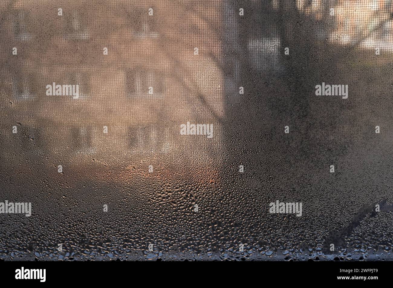 The window is fogged up. wet glass in water droplets Stock Photo - Alamy