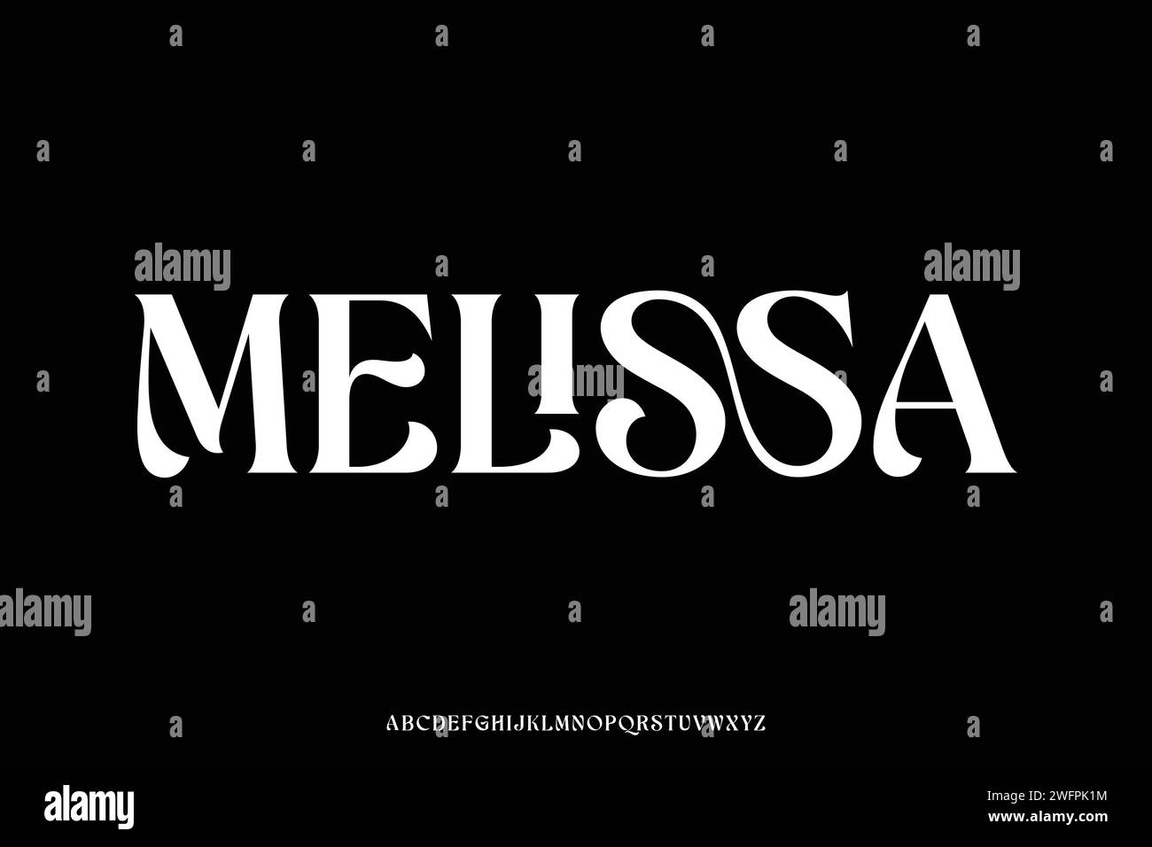 Elegant curvy decorative alphabet display font vector with ligature ...