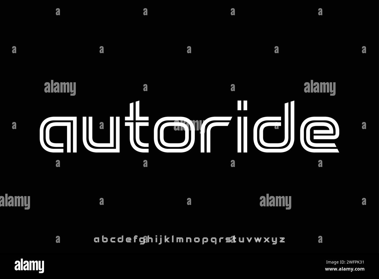 Modern futuristic linear alphabet display font vector. Automotive ...