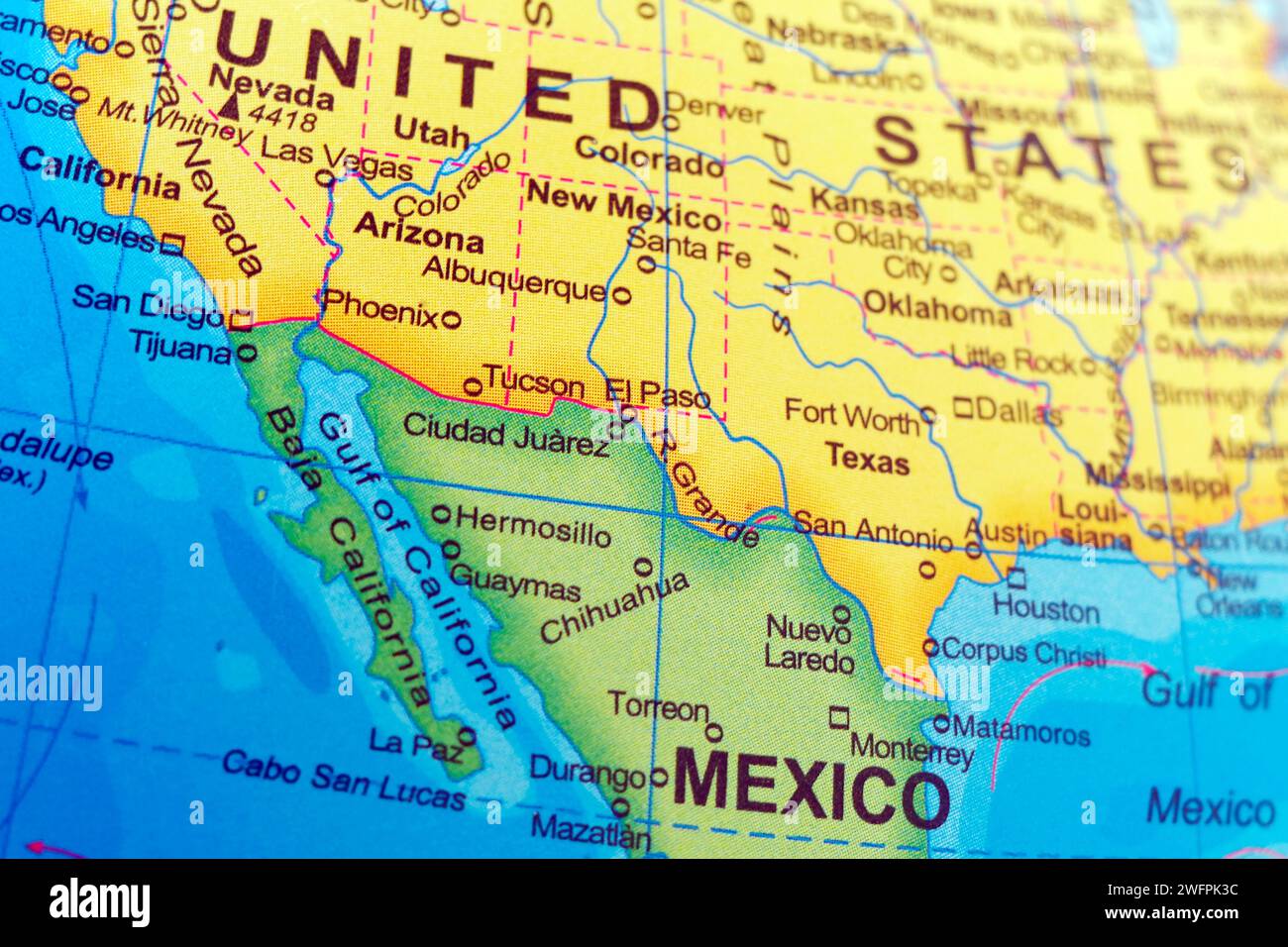 united states of america and mexico map or atlas border with virginia ...